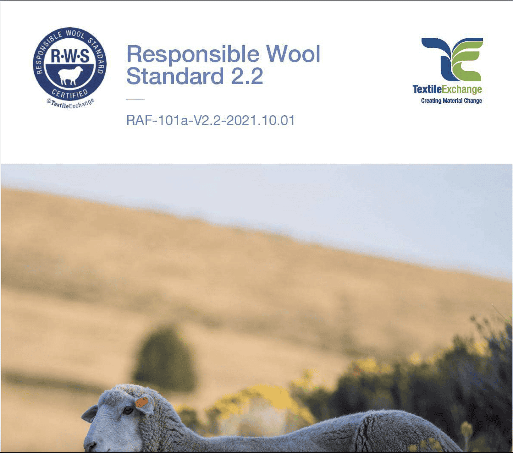 RAF-101a Responsible Wool Standard (RWS) - Textile Exchange