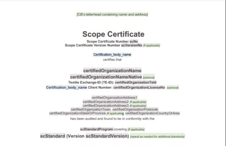ASR-204 Template for Scope Certificate - Textile Exchange